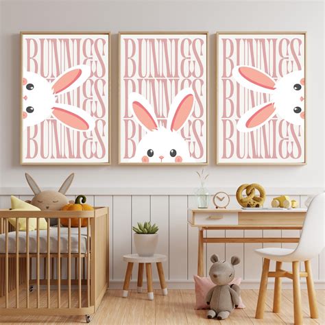 Peeking Bunnies Trio Wall Art Decor Art For Rabbit Lovers Bunny Ts