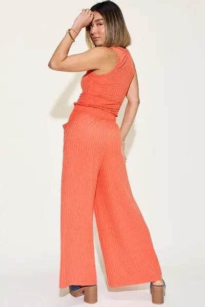 Basic Bae Full Size Ribbed Tank And Wide Leg Pants Set Globalmodifyhealth