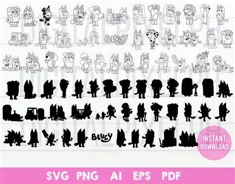 Bluey Svg Bluey Clipart Bluey Cricut Bluey Cut Files Bluey Etsy