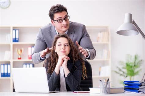 Premium Photo Sexual Harassment Concept With Man And Woman In Office
