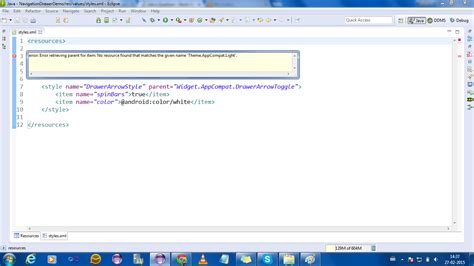 Android Error While Import The Navigationdrawer Sample For Lollipop