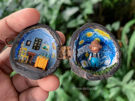 I Made This Tiny Mini Van Gogh House Inside A Walnut R Miniworlds