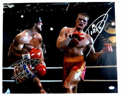Sylvester Stallone Dolph Lundgren Autographed 16x20 Photo Rocky Iv Jsa