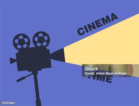 릴이 있는 복고풍 영화 프로젝터 광선이 있는 필름 카메라 테이프와 텍스트 배치 삼각대에 있는 빈티지 시네마 프로젝터 또는 캠코더의 실루엣 영화제 템플릿입니다 벡터 그림입니다