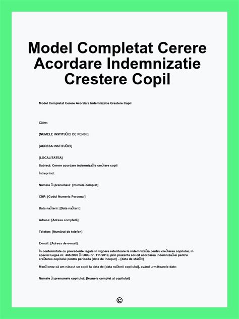 Model Completat Cerere Acordare Indemnizatie Crestere Copil