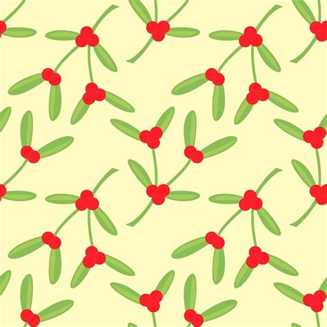Merry Charismas Holy Cherry Amp Leaf Seamless Pattern Premium Ai