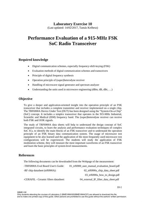 Pdf Performance Evaluation Of A 915 Mhz Fsk Soc Radio Transceiver · Pdf Fileperformance
