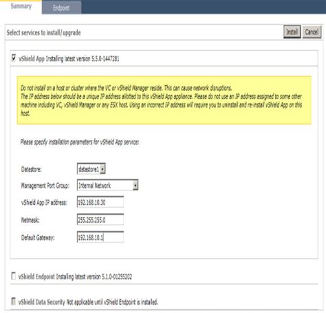 configuring vshield app