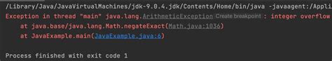 Java Mathnegateexact Method