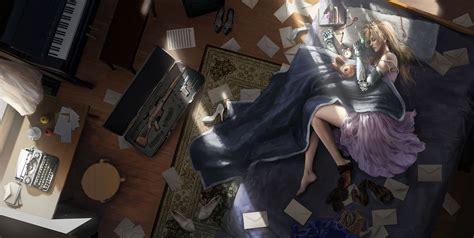 Illustration Of Woman Lying On Bed Anime Anime Girls Violet Evergarden