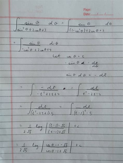 Int Frac{ Sin Theta}{ Sin {2} Theta 2 Cos Theta 3} D Theta