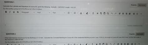 Solved Calculate The Latitude And Departure Of Course Bc