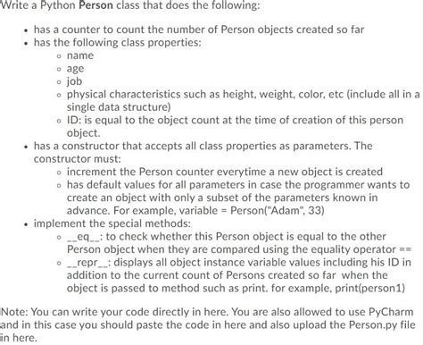 Solved Write A Python Person Class That Does The Following