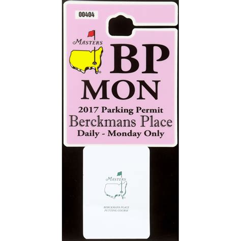 2017 Players Only Par Three Masters Tournament Parking Pass Scorecard
