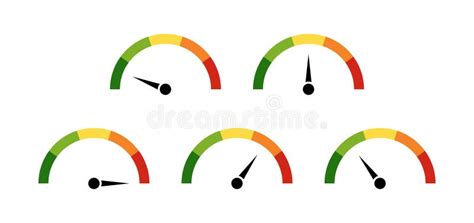 Speedometer Icons With Arrow Dashboard With Green Yellow And Red