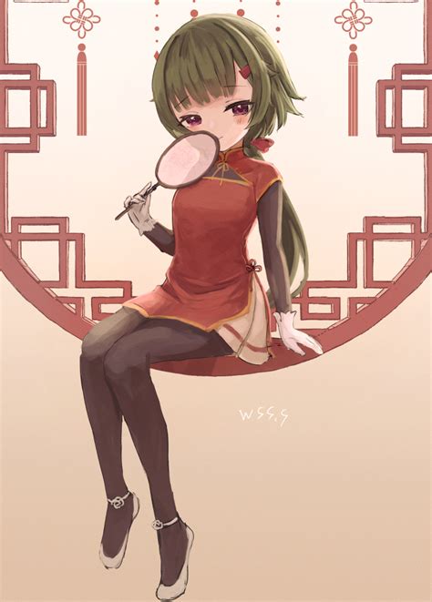 Safebooru 1girl Alternate Costume Black Pantyhose Blush Chinese