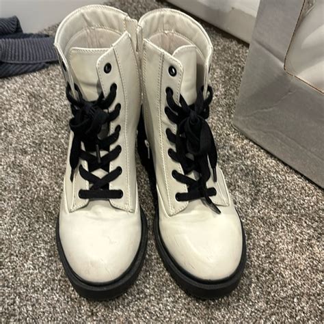 Universal Thread Shoes Black And Cream Combat Boots Poshmark