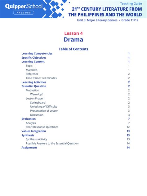 Taeching Guide Drama Pdf