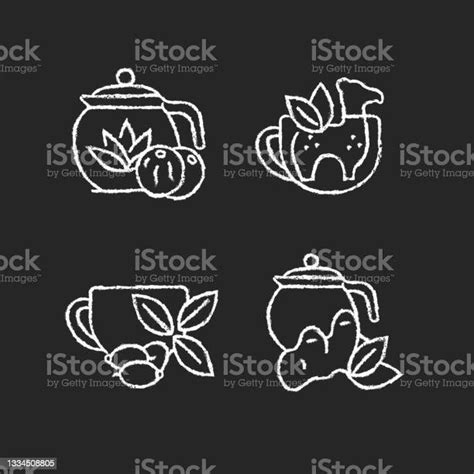 暗い背景に設定された薬用茶チョーク白いアイコン いたずら書きのベクターアート素材や画像を多数ご用意 いたずら書き アイコン