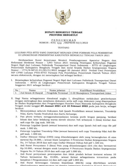 Pengumuman Lulusan Ptdi Sttd 2021 Pdf