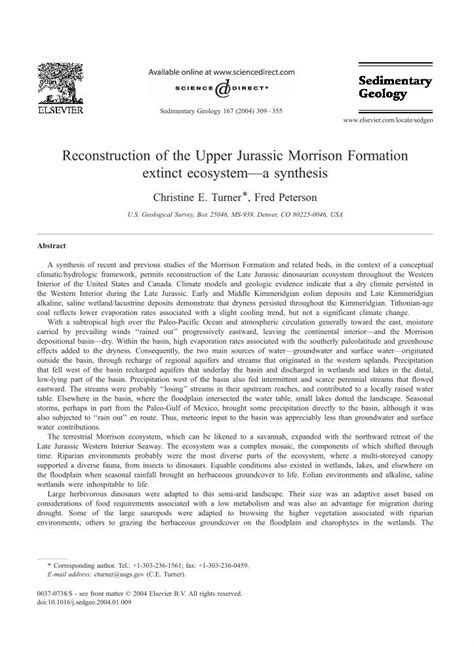 Pdf Reconstruction Of The Upper Jurassic Morrison Formation Extinct