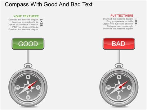 Aj Compass With Good And Bad Text Powerpoint Template Powerpoint