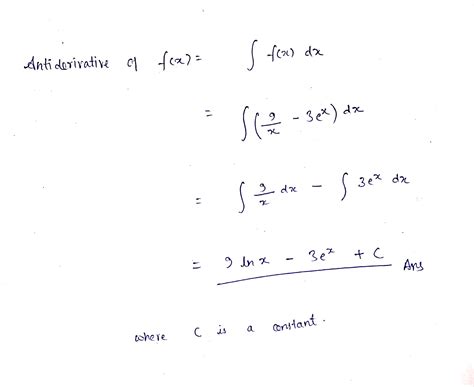 Solved Enter An Antiderivative Of Fx Let Fx 9x 3ex Course Hero