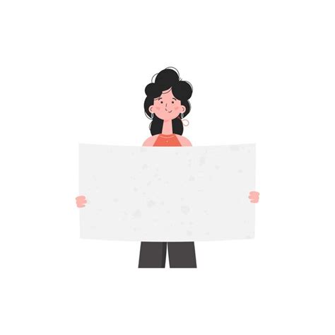Premium Vector A Woman Stands Waistdeep And Shows An Empty Sheet