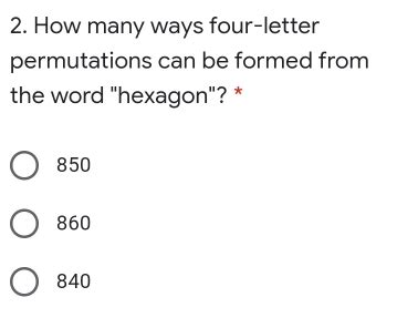 Solved How Many Ways Four Letter Permutations Can Be Formed From The