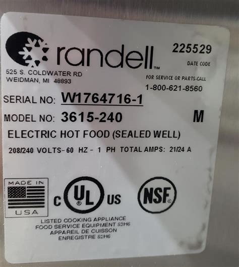 Randell 3615 240 Electric 5 Well Hot Food Table Vision Equipment