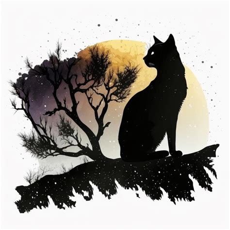 Premium Ai Image There Is A Black Cat Sitting On A Tree Branch In