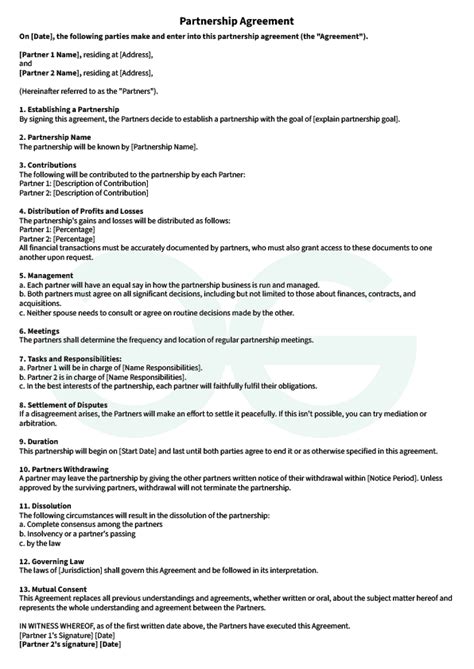 Partnership Agreement Format Geeksforgeeks
