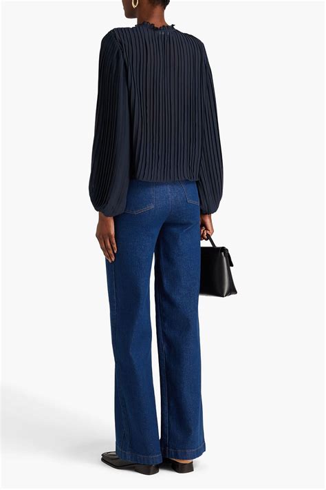 Frame Sailor Snap Embellished High Rise Wide Leg Jeans The Outnet