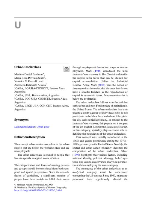 Pdf Urban Underclass