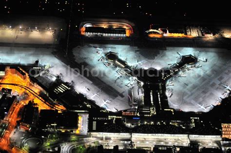 Aerial Photograph At Night Frankfurt Am Main Night View Of Runway