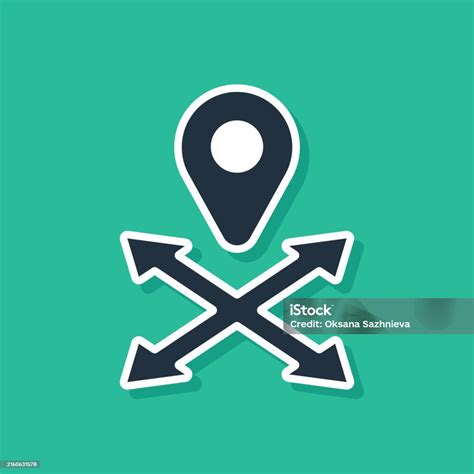 Blue Map Pin Icon Isolated On Green Background Navigation Pointer