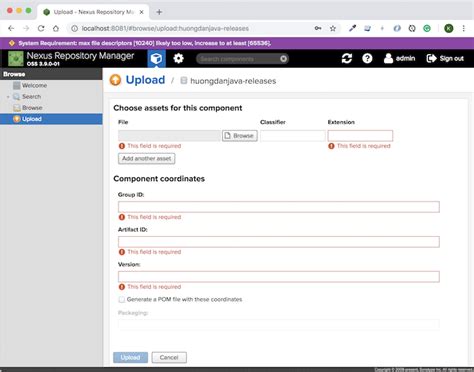 Upload Artifact L N Nexus Repository Manager H Ng D N Java