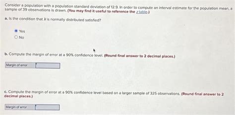 Solved Consider A Population With A Population Standard Chegg