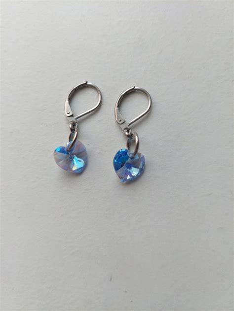 Edelstahl Ohrringe Mit Swarovski Herzen Blau Kaufen Auf Ricardo