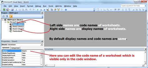 Difference Between Worksheet Display Names And Code Names In Excel Vba