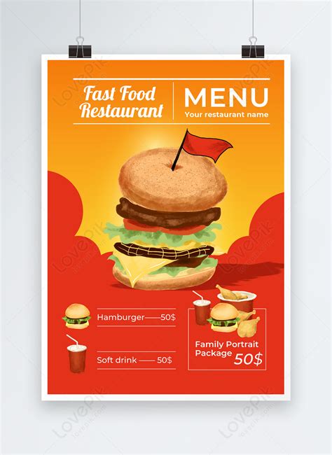 Hamburger Fast Food Restaurant Menu Template Image Picture Free