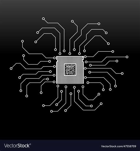 cpu microprocessor microchip circuit board vector image
