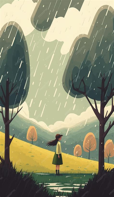 Premium Ai Image A Girl Walking In The Rain With A Bag On Her Head