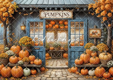 Blue Pumpkin Patch Barn Fall Photo Backdrop Hsd Photography Backdrops