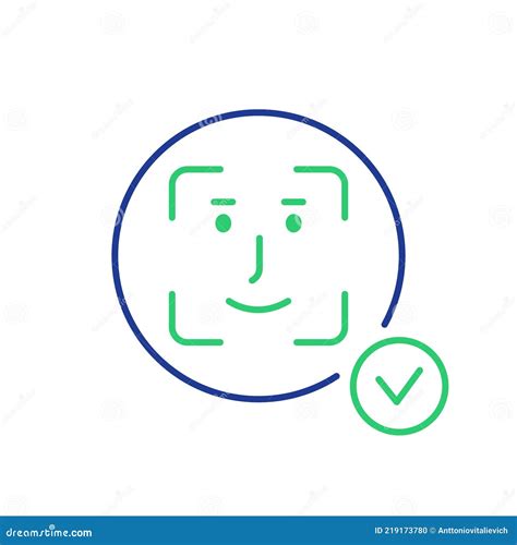 Face Recognition Biometric Identification Line Icon Facial Scanning And Detection Pictogram