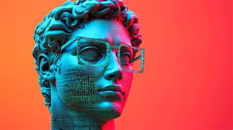 Modern Bust With Binary Code Glasses Premium Ai Generated Image