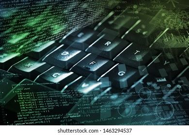 Closeup Dark Keyboard Coding Programing Concept Stock Photo 1463294537
