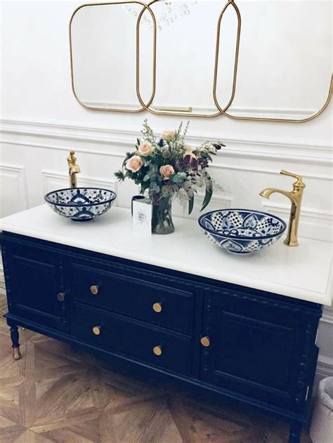 Vintage Bathroom Vanity Sink Basin Unit With Double Basins Furniture