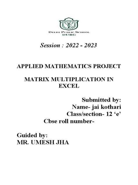 Applied Maths Project Pdf