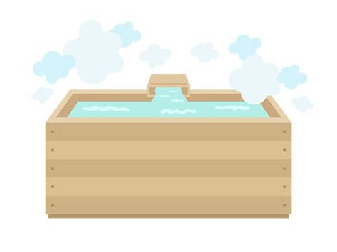 お湯を張った、檜のお風呂のイラスト イラストセンター有料素材販売